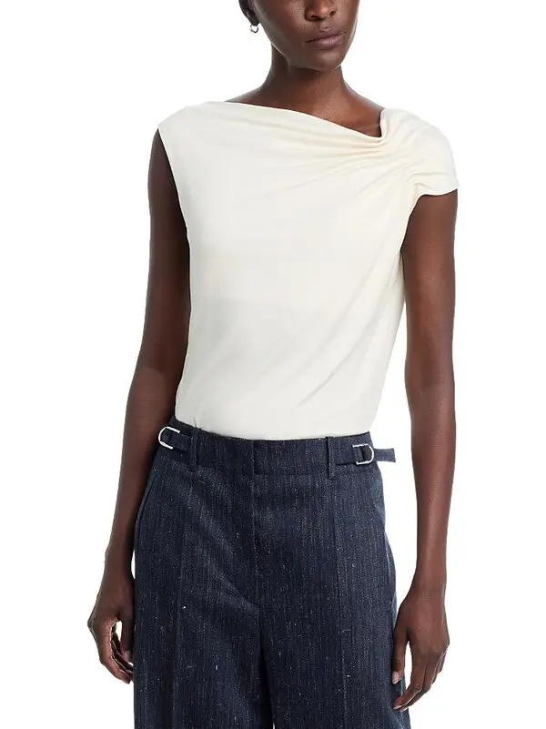 Hugo Boss Ejoia Asymmetrical Neck Top - Soft Cream
