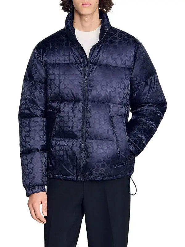 Sandro Puffer Jacket With Cross Motif - Midnight Blue