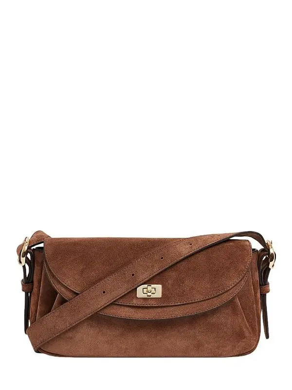 Sandro Le Mambo Medium Suede Shoulder Bag - Brown