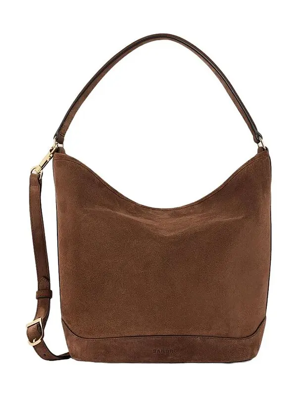 Sandro Tango Suede Bucket Bag - Brown