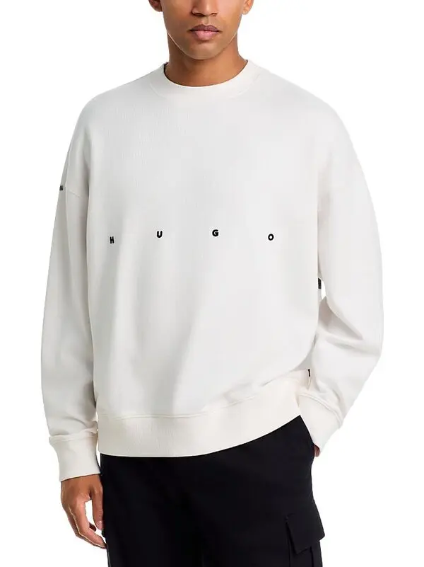 Hugo Darislong Logo Graphite Cotton Sweatshirt - Natural