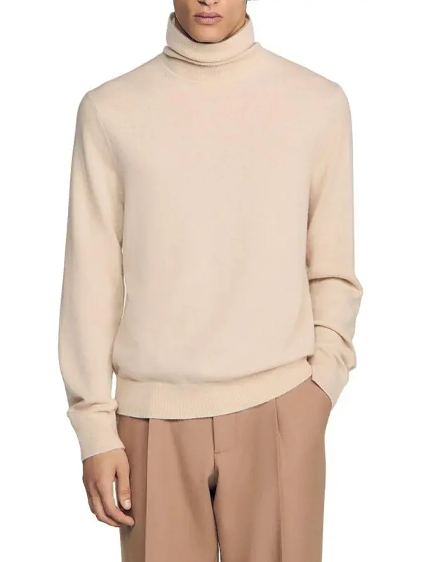 Sandro Cashmere Turtleneck Sweater - Beige