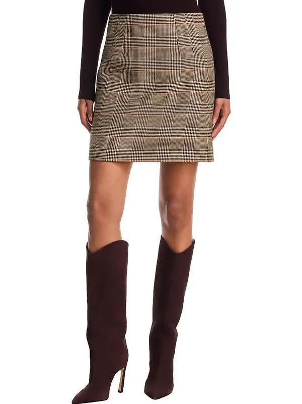 Veronica Beard Plaid Mini Skirt - Khaki Multi