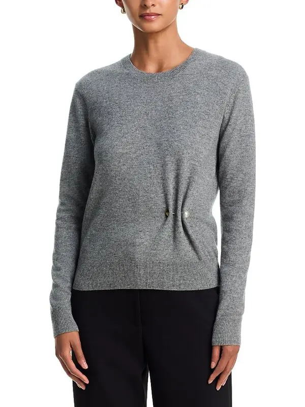 Veronica Beard Frankie Wool & Cashmere Sweater With Faux Pearl Pin - Medium Heather Grey