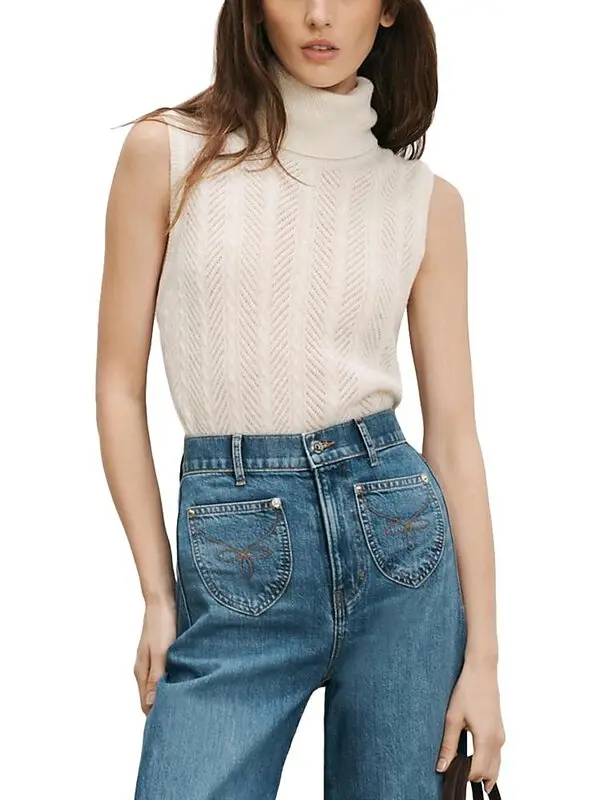 Veronica Beard Sleeveless Turtleneck Sweater - Dove