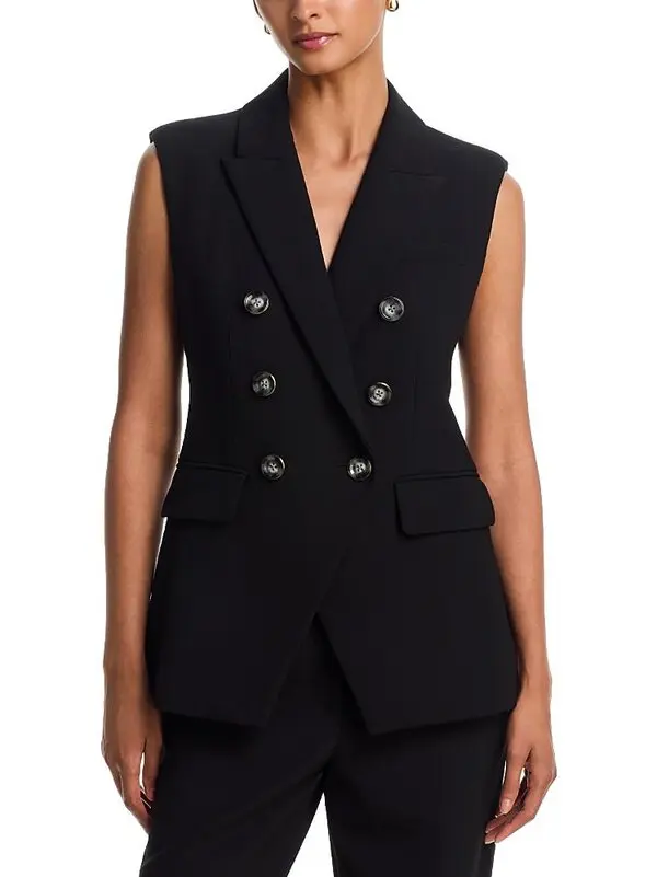 Veronica Beard Miller Double Breasted Blazer Vest - Black