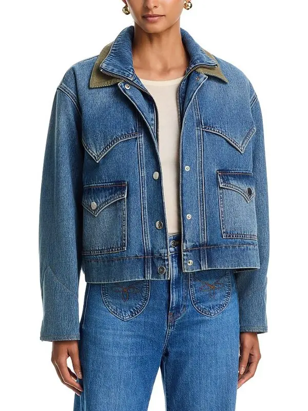 Veronica Beard Wegner Double Collar Denim Jacket - Memory Lane