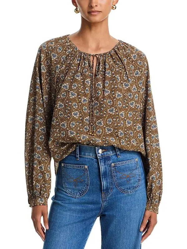 Veronica Beard Rhosen Long Sleeve Blouse - Acorn Multi