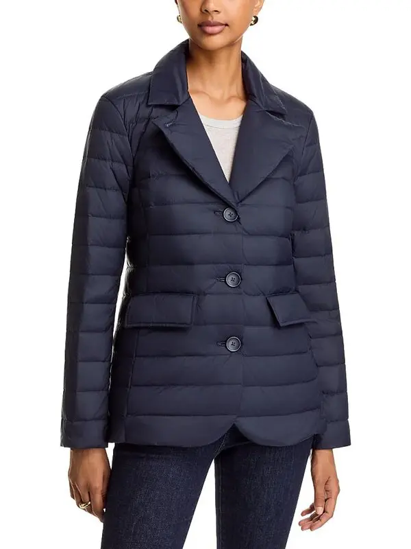 Veronica Beard Campbell Quilted Down Dickey Jacket - Navy