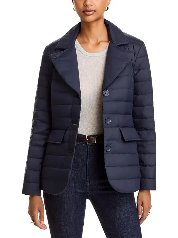 Veronica Beard Campbell Quilted Down Dickey Jacket - Navy