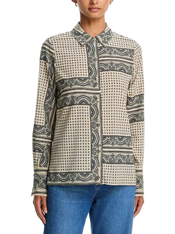 Veronica Beard Monique Button Down Shirt - Ecru Multi