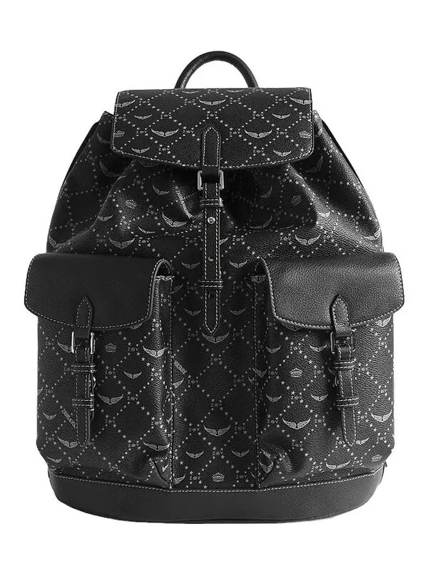 Zadig&Voltaire Medium Monogram Coated Canvas Backpack - Black