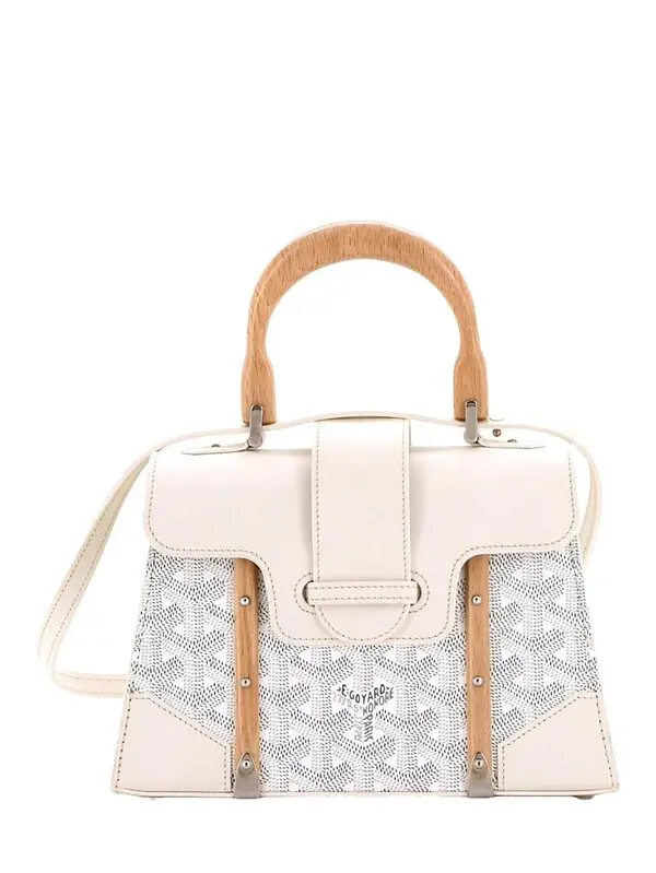 Goyard Structured Saigon Top Handle Bag Coated Canvas With Leather - White