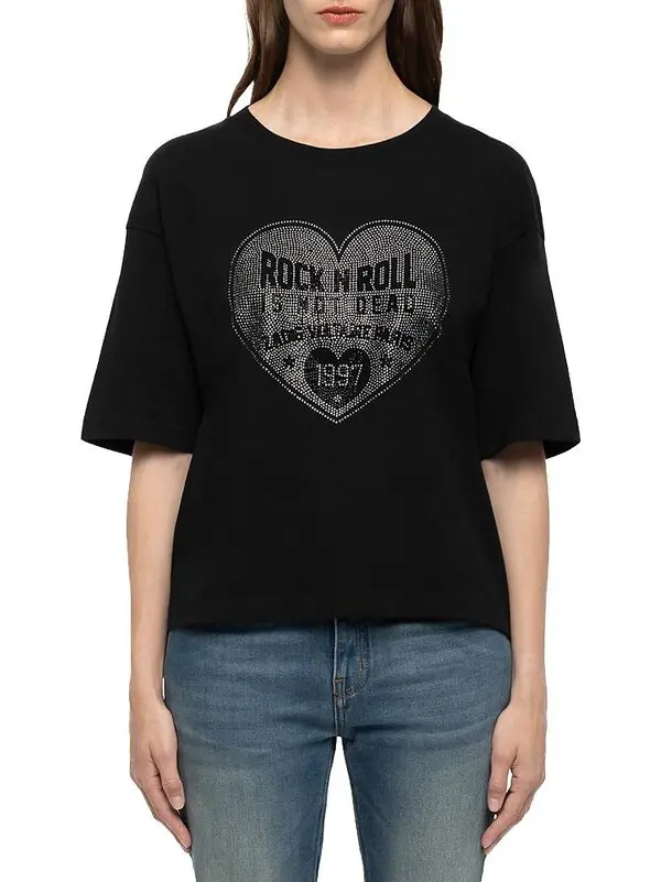 Zadig&Voltaire Taida Bc Heart Rhinestone Tee - Black