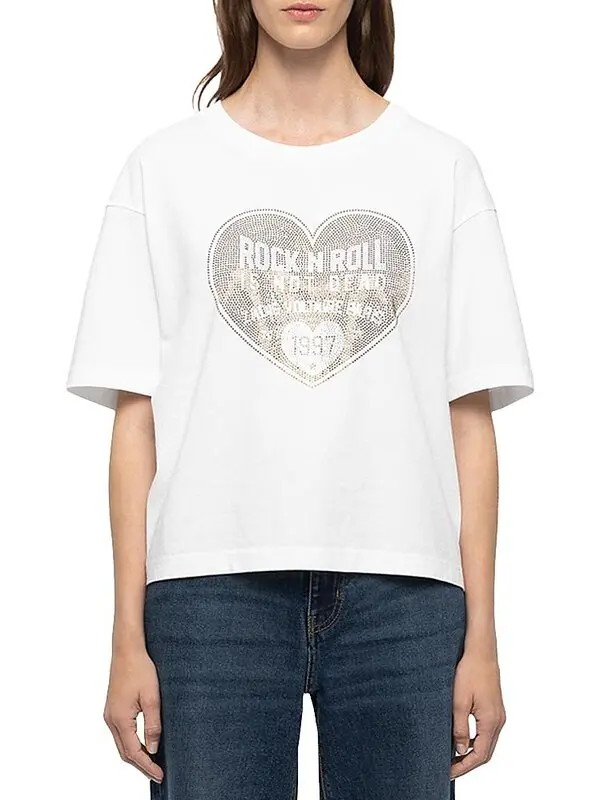 Zadig&Voltaire Taida Bc Heart Rhinestone Tee - White