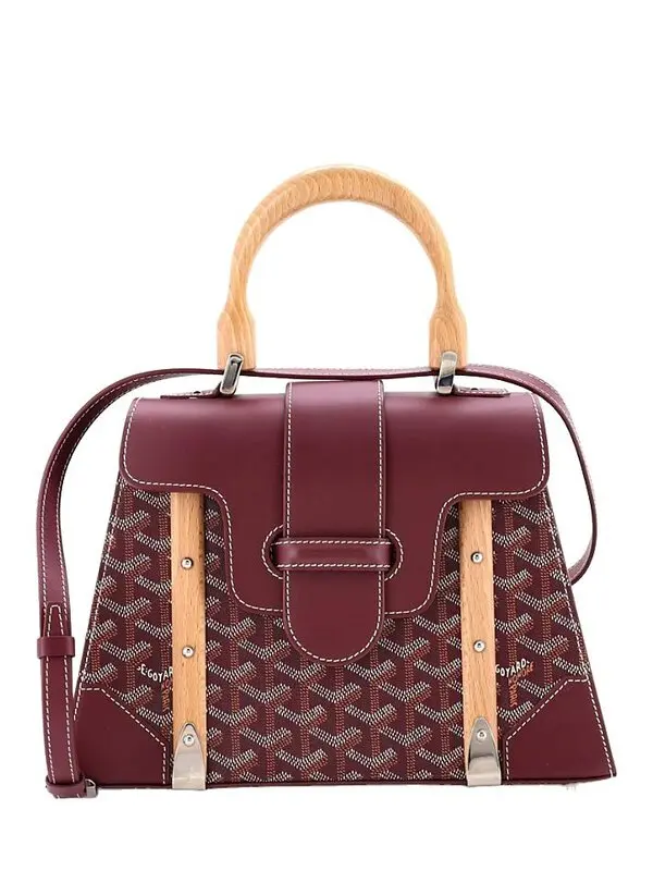 Goyard Pm Saigon Top Handle Bag Coated Canvas With Leather - Burgundy