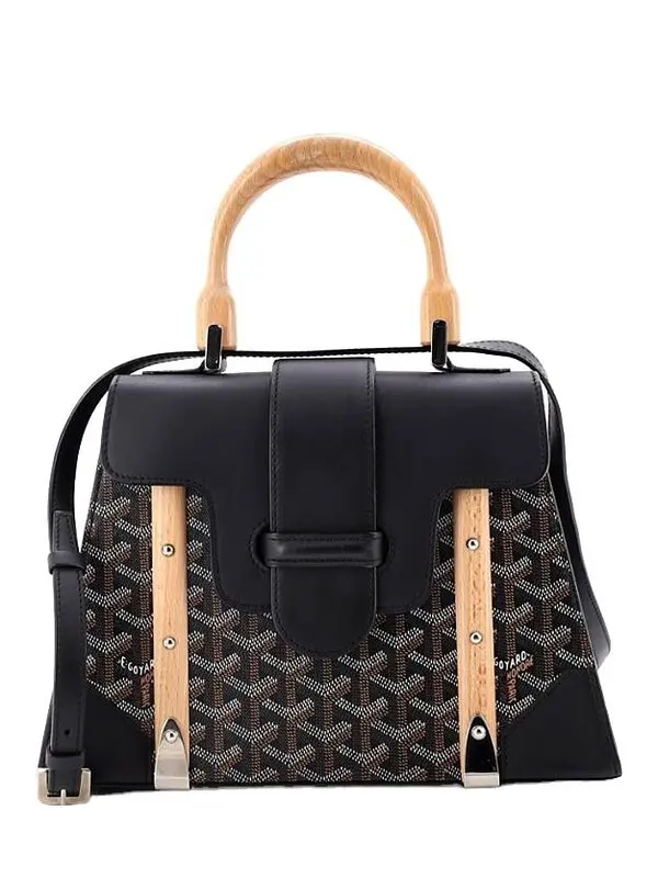 Goyard Pm Saigon Top Handle Bag Coated Canvas With Leather - Black