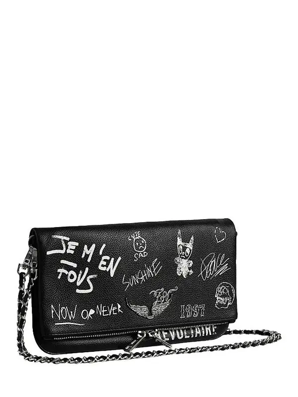 Zadig&Voltaire Rock Arty Tag Leather Shoulder Bag - Black