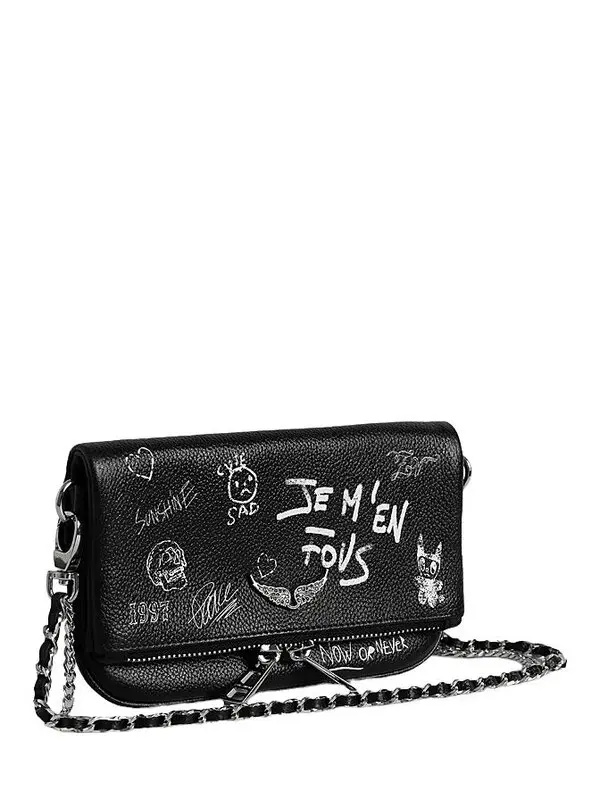Zadig&Voltaire Rock Mini Arty Tag Leather Shoulder Bag - Black