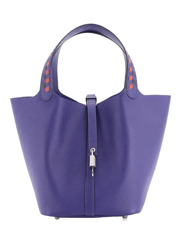 Hermès Mm Picotin Lock Bag Tressage Epsom - Blue