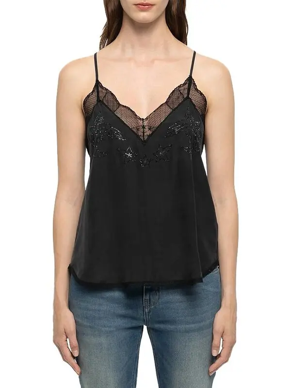 Zadig&Voltaire Christy Embellished Silk Camisole - Black