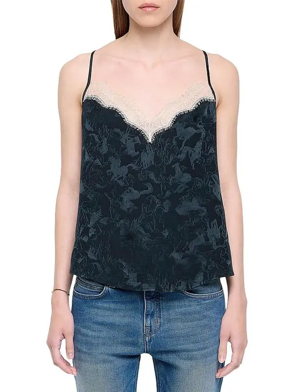 Zadig&Voltaire Jacquard Horses Silk Camisole - Gloom