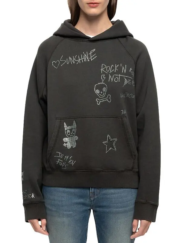 Zadig&Voltaire Embellished Cotton Hoodie - Carbone