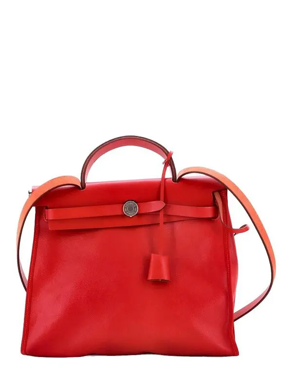 Hermès 31 Herbag Zip Berline Vache Canvas And Leather - Red