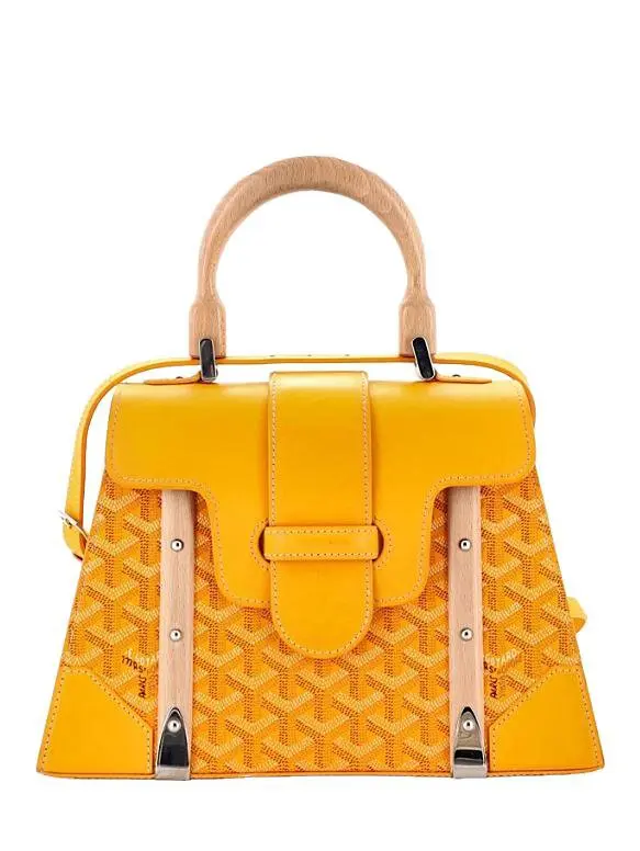 Goyard Pm Saigon Top Handle Bag Coated Canvas With Leather - Yellow