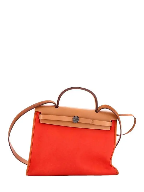 Hermès 31 Herbag Zip Leather And Toile - Orange