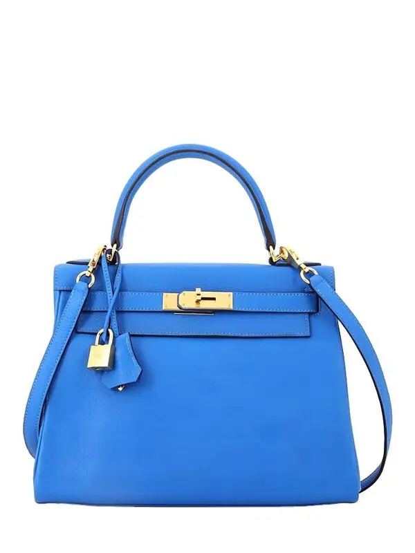 Hermès Kelly 28 Handbag Blue Evercolor With Gold Hardware - Bleu Hydra
