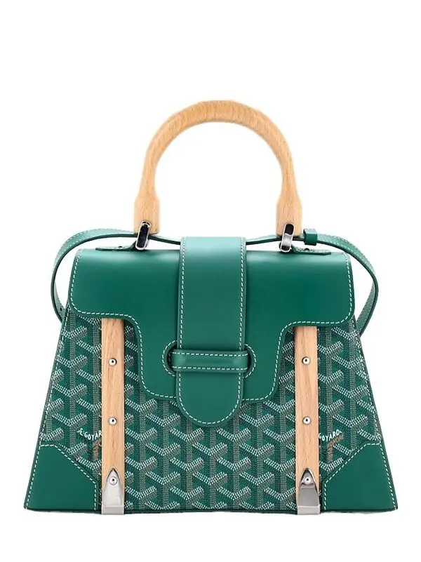 Goyard Pm Saigon Top Handle Bag Coated Canvas With Leather - Green