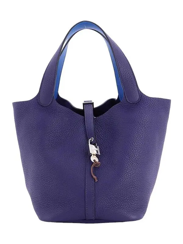 Hermès Mm Eclat Picotin Lock Bag Clemence - Blue