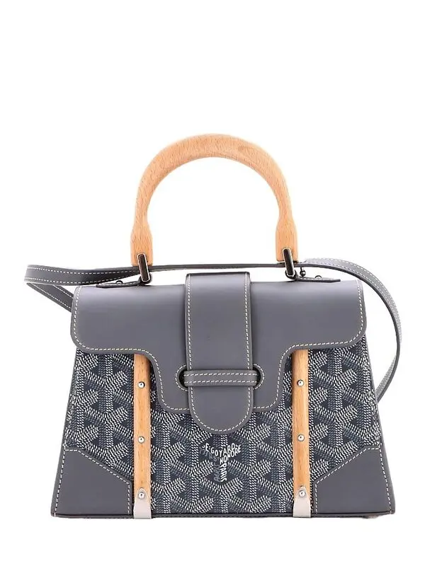 Goyard Structured Saigon Top Handle Bag Coated Canvas With Leather - Gray