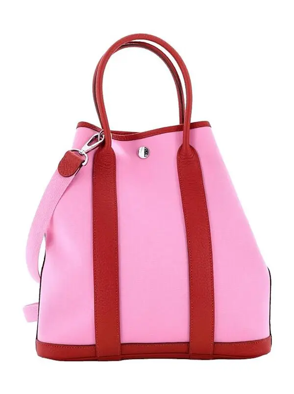 Hermès 28 Garden File Tote Toile And Leather - Pink