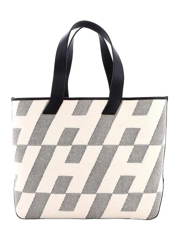 Hermès 40 Cabas H En Biais Tote Canvas With Leather - Black