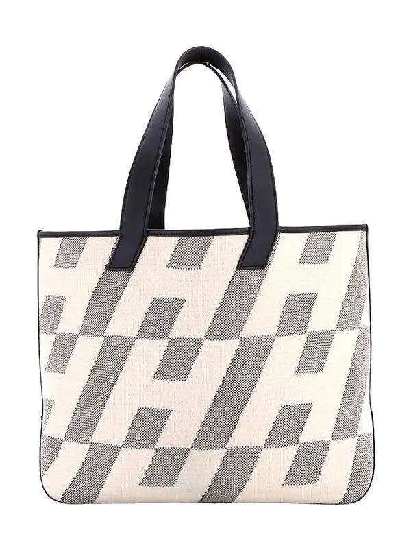 Hermès 40 Cabas H En Biais Tote Canvas With Leather - Black