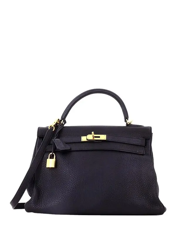Hermès Kelly 32 Handbag Black Togo With Gold Hardware - Noir