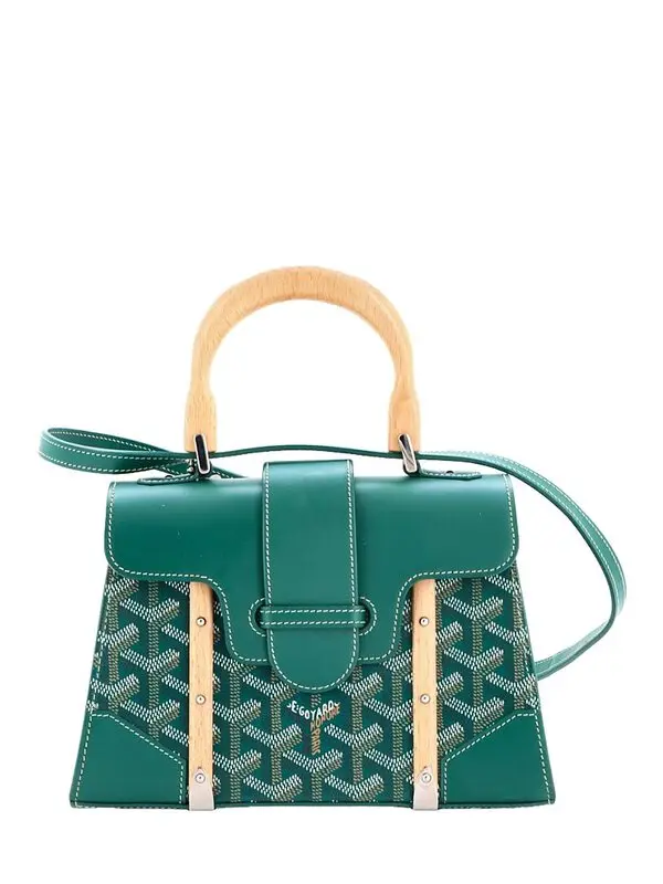 Goyard Structured Saigon Top Handle Bag Coated Canvas With Leather - Green