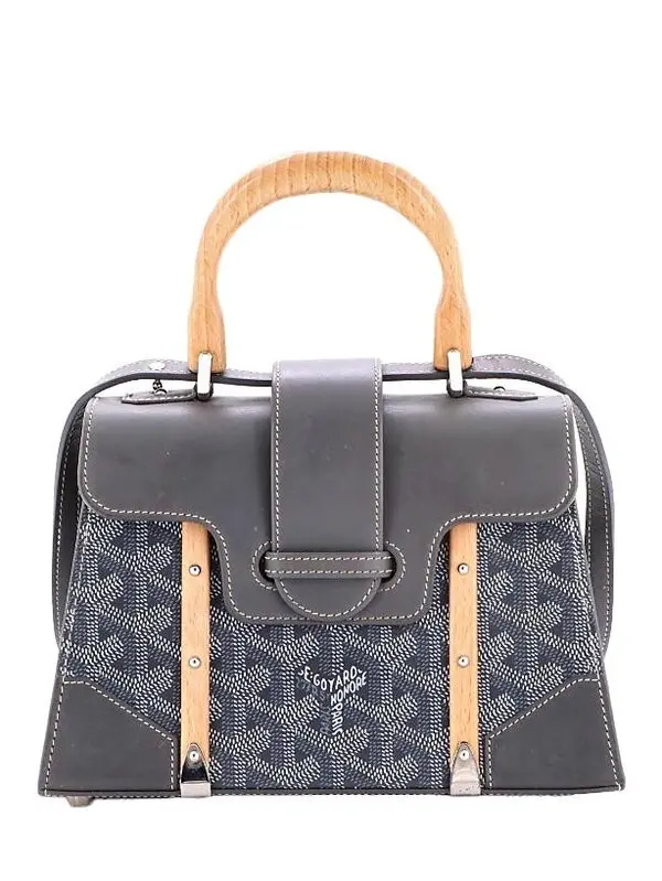 Goyard Structured Saigon Top Handle Bag Coated Canvas With Leather - Gray