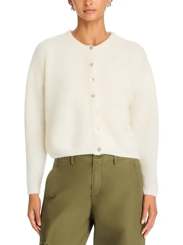 American Vintage Round Neck Buttoned Cardigan - Blanc