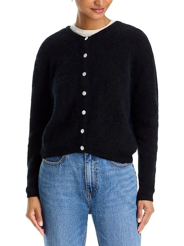 American Vintage Round Neck Buttoned Cardigan - Noir