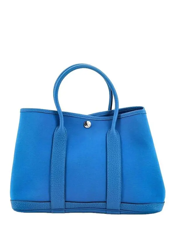 Hermès 30 Garden Party Tote Toile And Leather - Blue