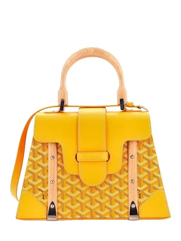 Goyard Pm Saigon Top Handle Bag Coated Canvas With Leather - Yellow