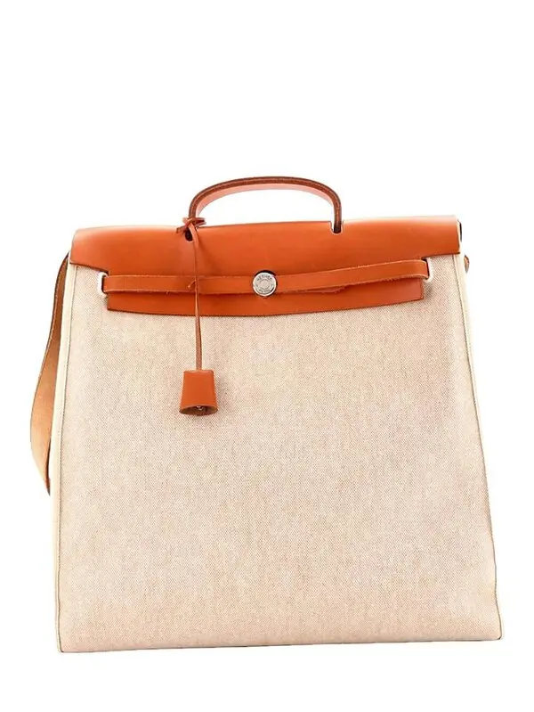Hermès Mm Herbag Toile And Leather - Neutral