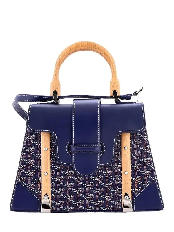 Goyard Pm Saigon Top Handle Bag Coated Canvas With Leather - Blue