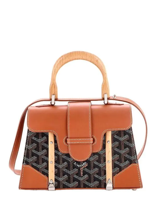 Goyard Structured Saigon Top Handle Bag Coated Canvas With Leather - Brown