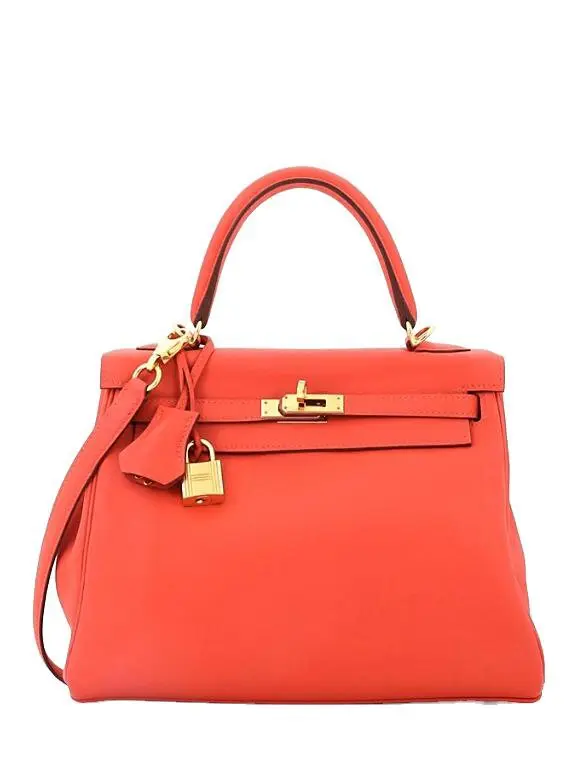 Hermès Kelly 25 Handbag Orange Swift With Gold Hardware - Capucine