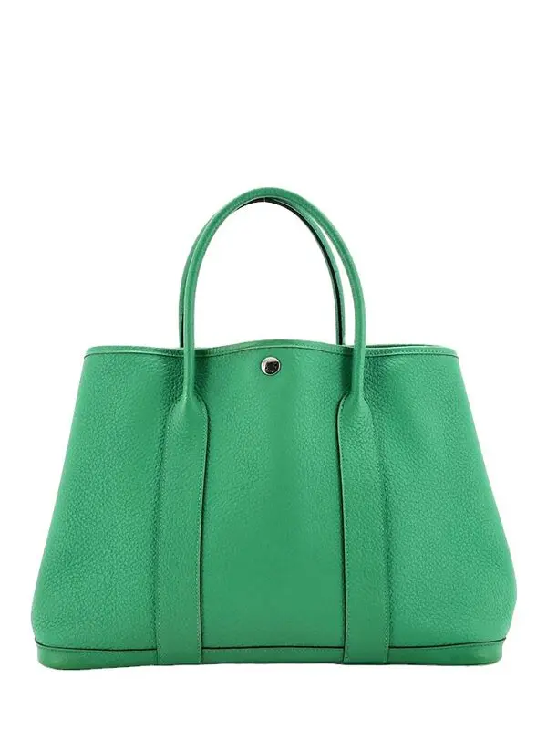 Hermès 36 Garden Party Tote Leather With Printed Interior - Green