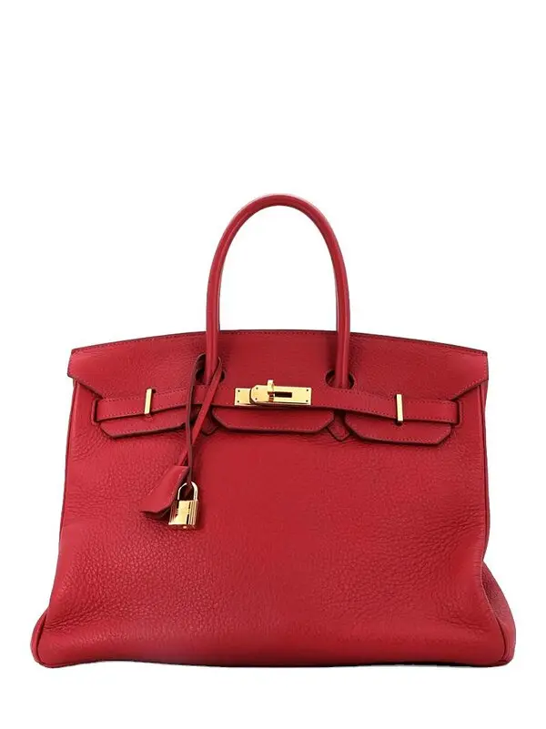 Hermès Birkin 35 Handbag Red Clemence With Gold Hardware - Rouge Garance